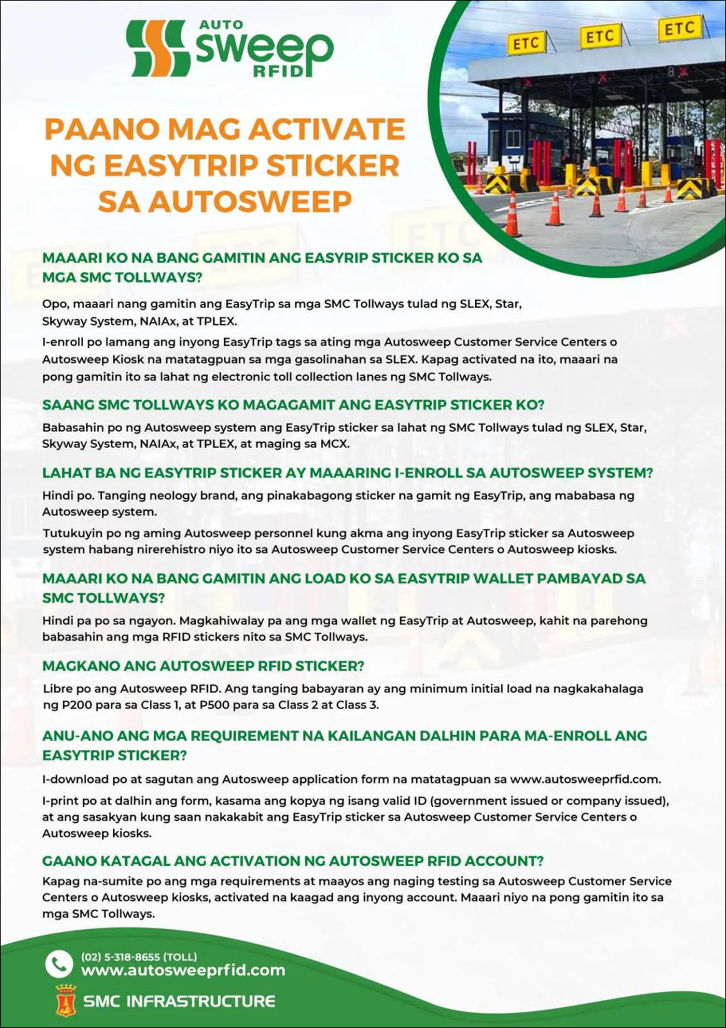 You can register your Easytrip tags with Autosweep starting January 15 ...