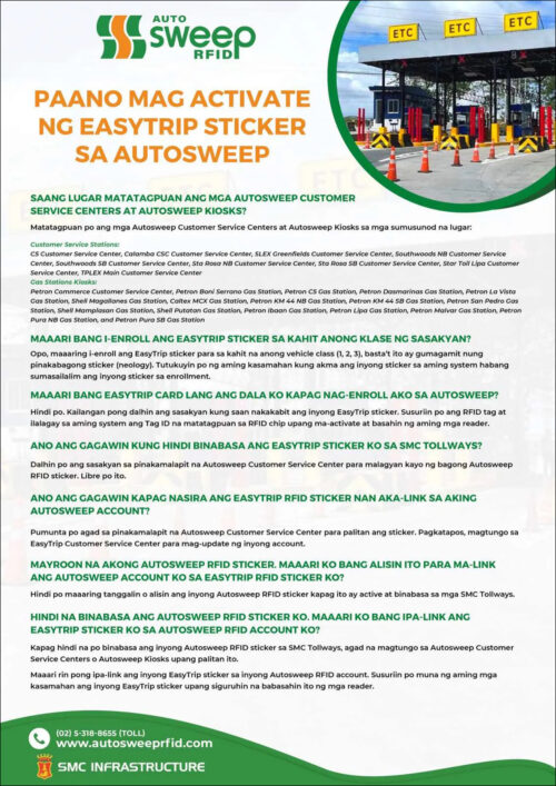 You can register your Easytrip tags with Autosweep starting January 15 ...