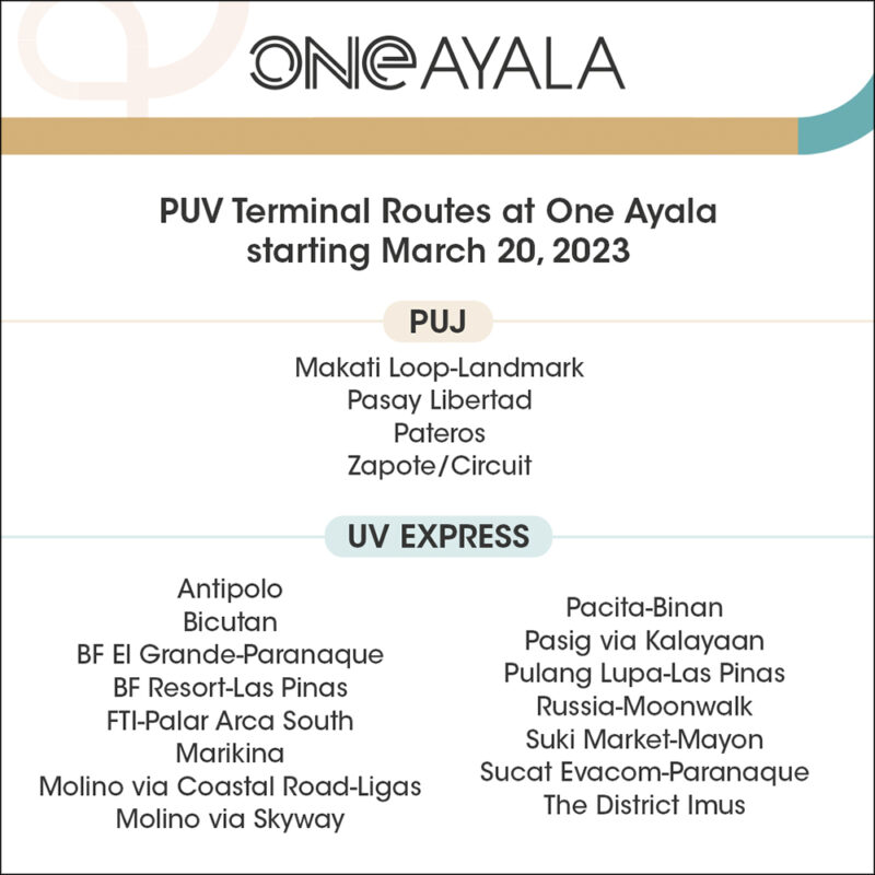 PUV terminal in Ayala Center to relocate from Park Square to One Ayala ...