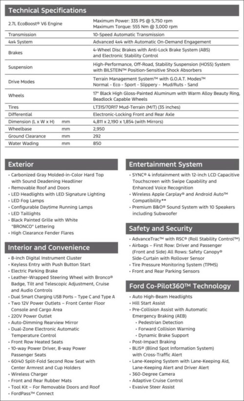 Here are the specs of the PH-market Ford Mustang and Bronco | VISOR