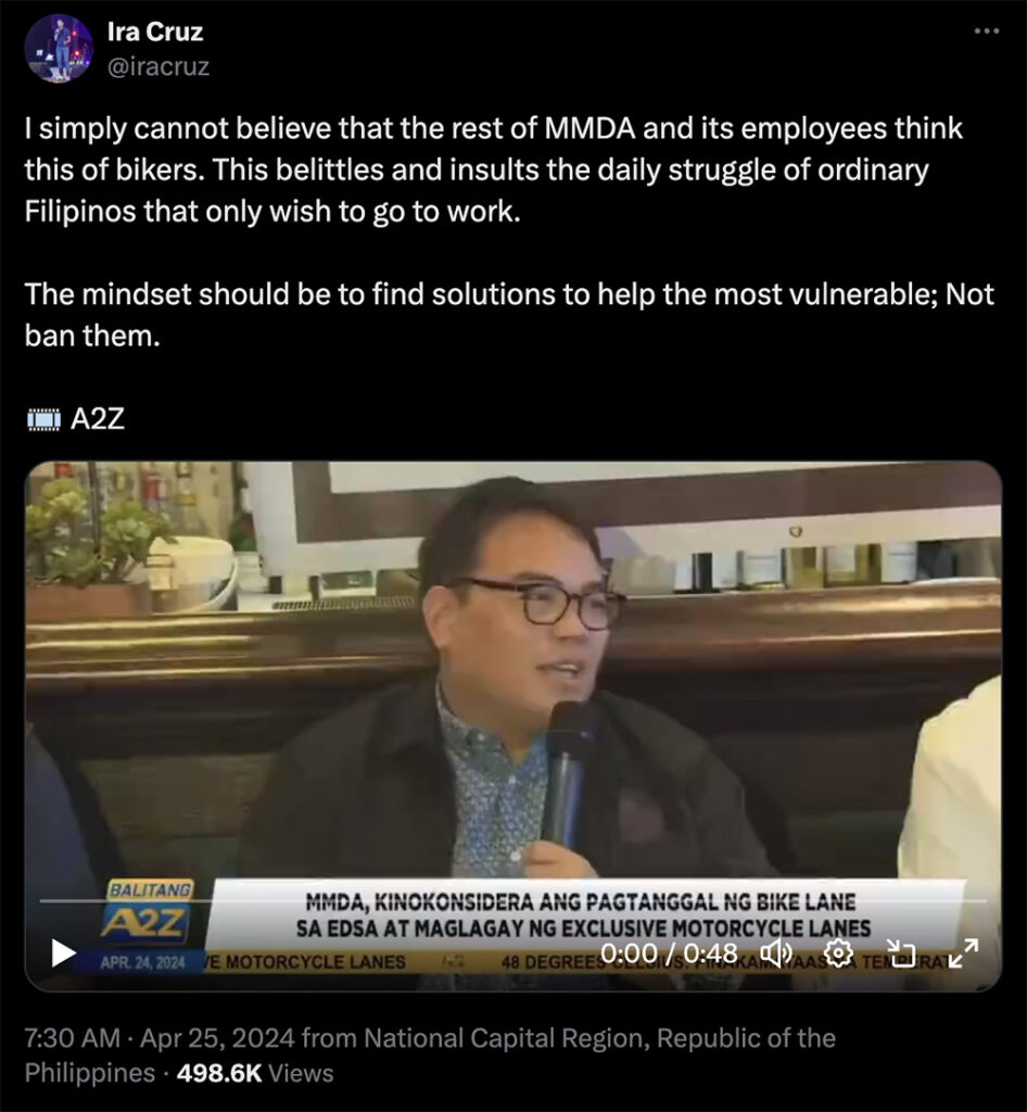 MMDA chairman draws flak over comments on cycling | VISOR