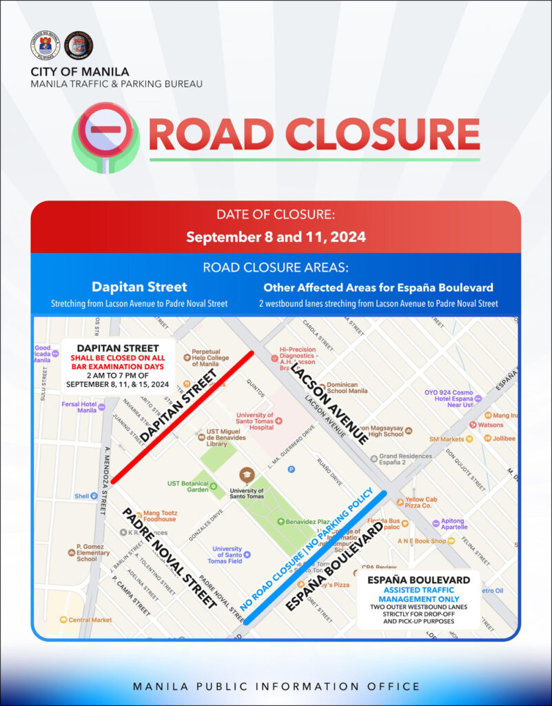 Avoid these roads for the remainder of the 2024 Bar Examinations | VISOR